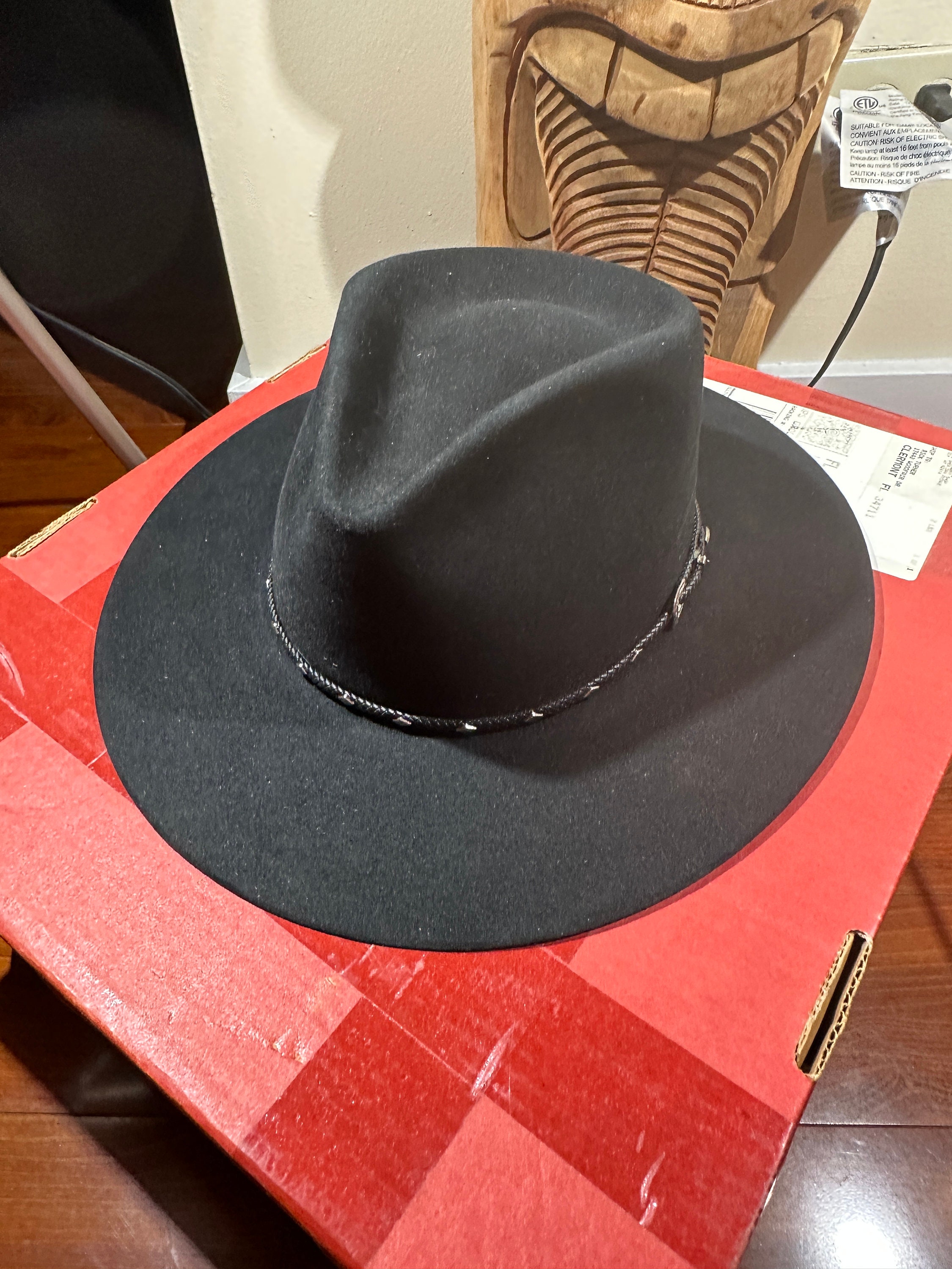 Vintage Stetson Gun Club Black Cowboy Hat Size 7.25 Mint Condition With ...
