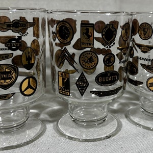 Very Rare Norma Jean Wright "sports Cars" Glasses 24K Gold - Set of 3 ...