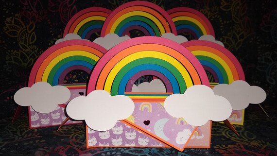 Rainbow 3D Box Card | Etsy