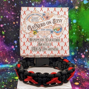 AIDS Awareness Ribbon Paracord Bracelet - Etsy