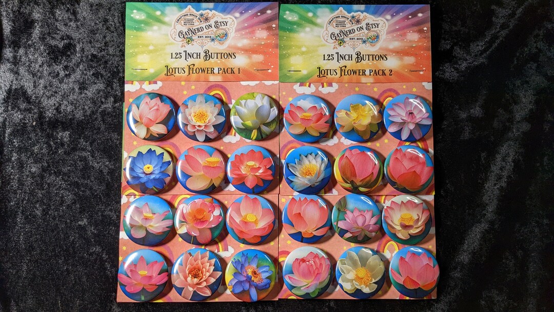 Lotus Flowers 24 Buttons Flair - Etsy