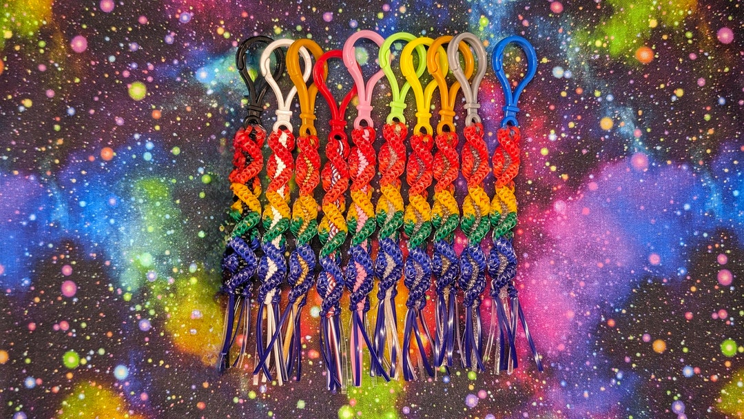 Handmade Rainbow DNA Plastic Lanyard Keychains - Etsy