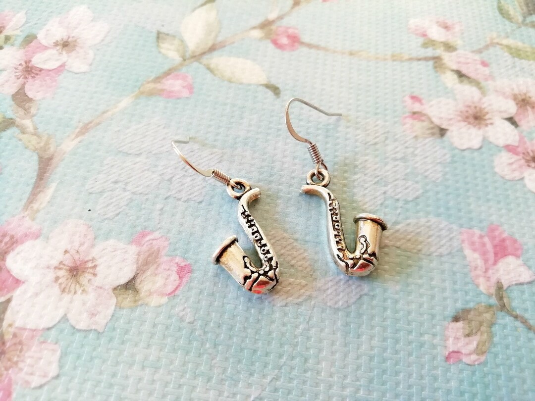 Saxophone Earrings Saxophone Necklace Musician Jewelry Music Earrings ...