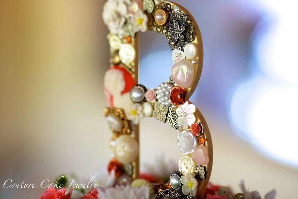 Shabby Chic Monogram Cake Topper - Etsy