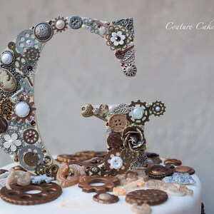 Steampunk Monogram Cake Topper - Etsy