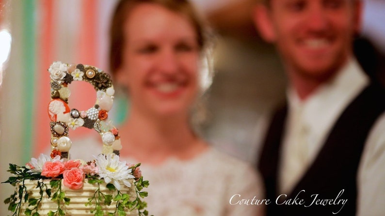 Shabby Chic Monogram Cake Topper - Etsy