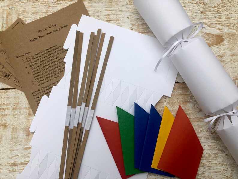 DIY Cracker Kit X 6 , White or Kraft Plastic Free Christmas Crackers ...
