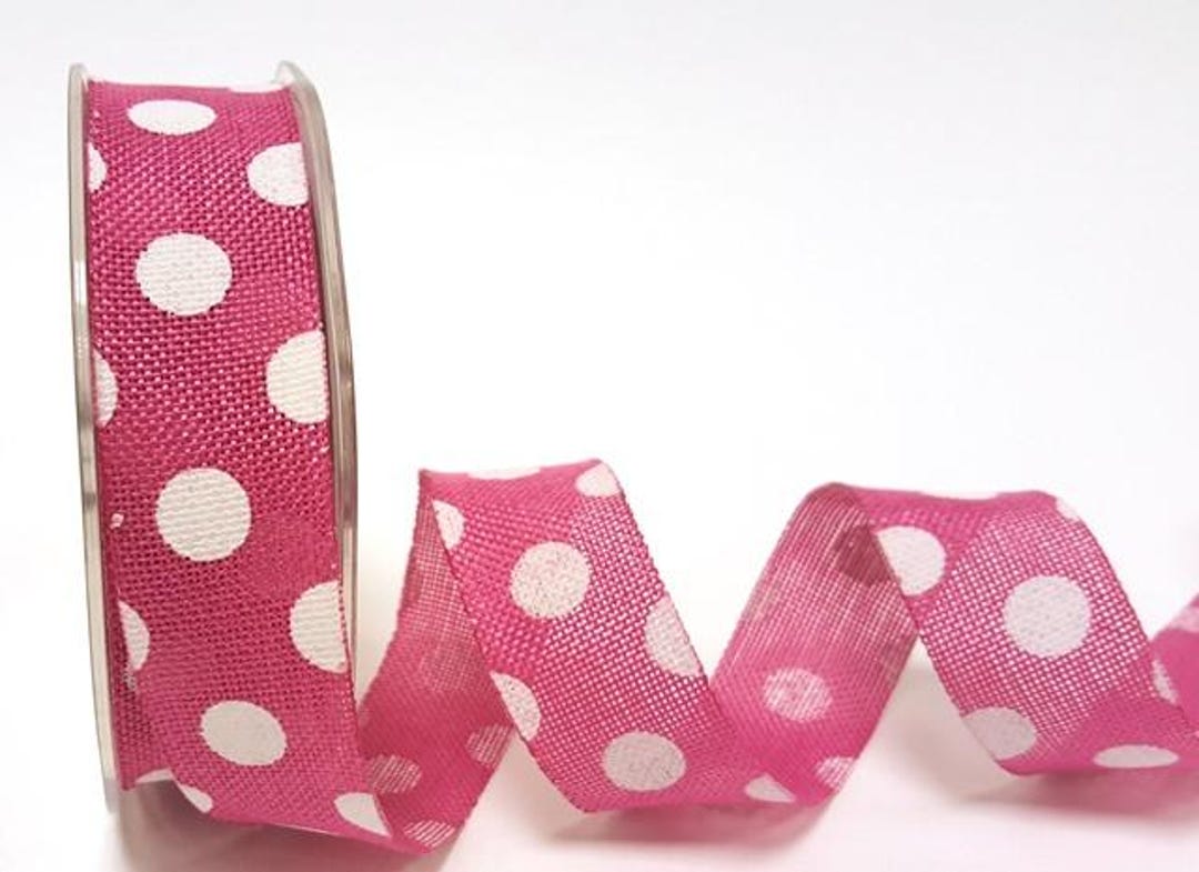 3m Pink Polka Dot Ribbon, Cut Edge Faux Hessian, Craft, Gift Wrap. - Etsy