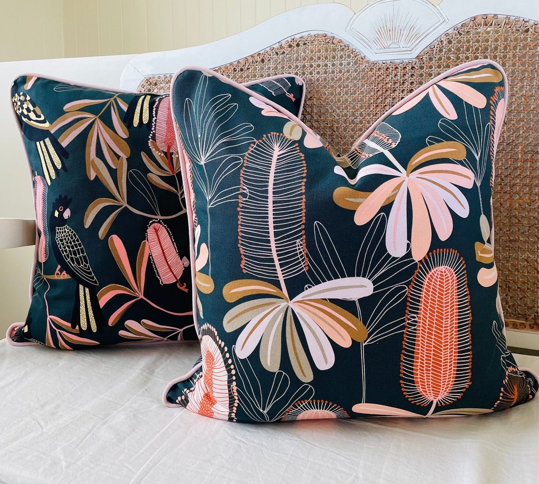 Australian Banksia Cushion/pillow COVER Navy Blue Pink Australian ...
