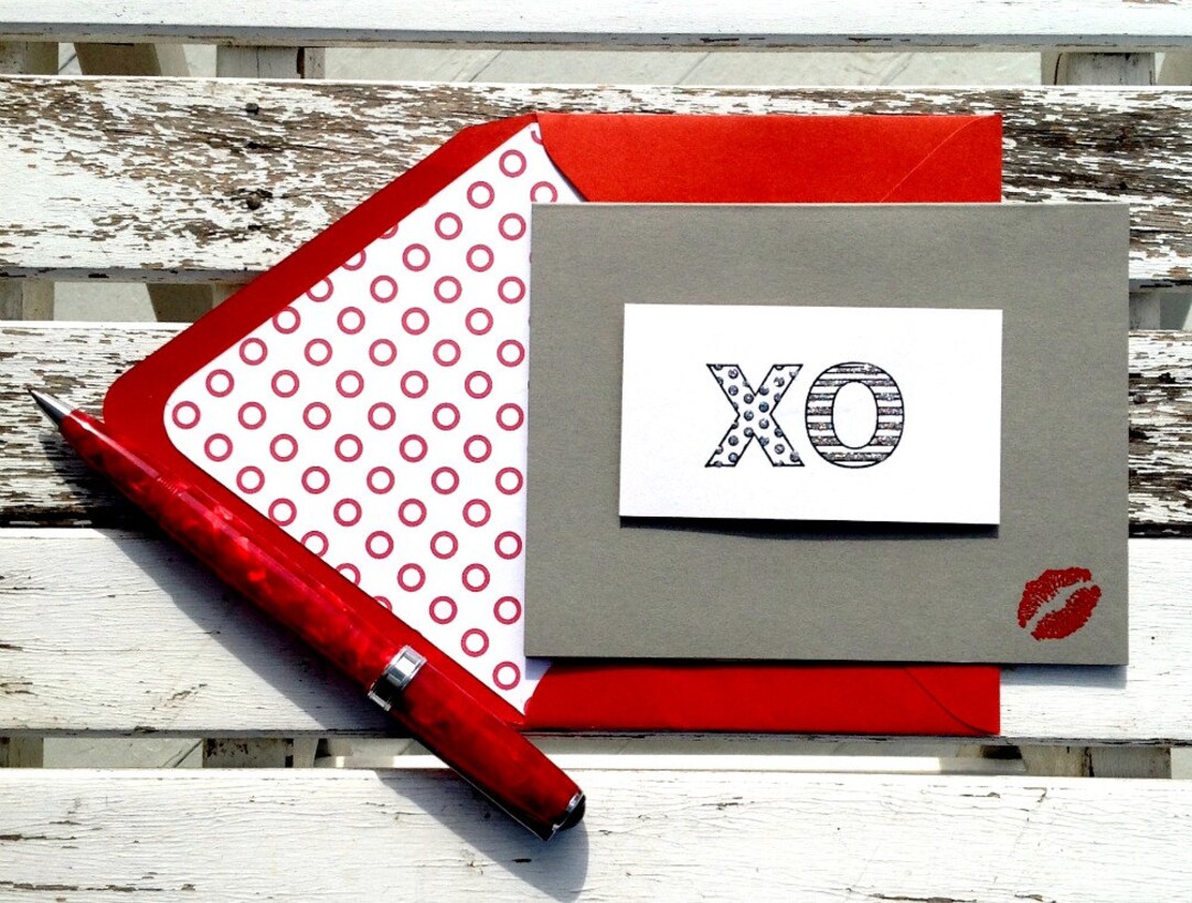 XO and a Small Smooch Stamped, Embossed, & Embellished on White and ...
