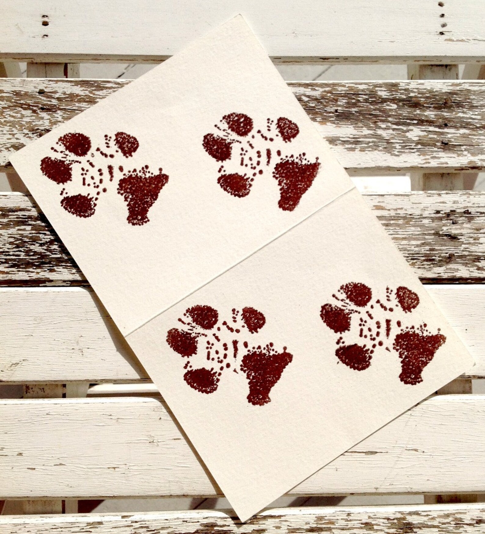 Dog Paw Stamped and Embossed on an off White Card With Coordinating Dog ...