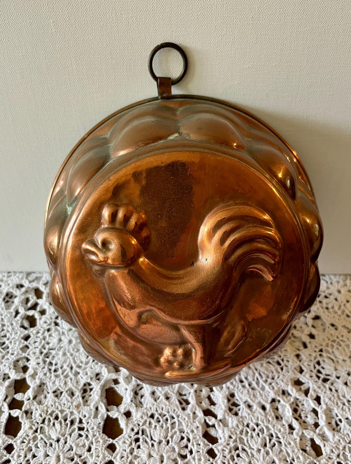 Vintage Large Rooster Copper Round Mold - Etsy