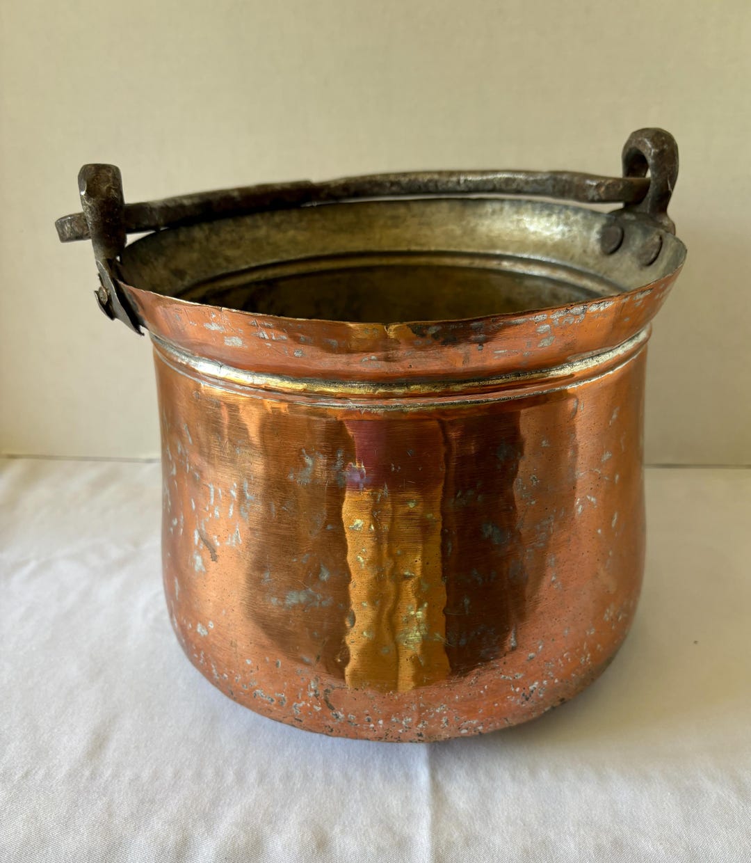 Antique Large Copper Pot W/iron Swing Handle - Etsy
