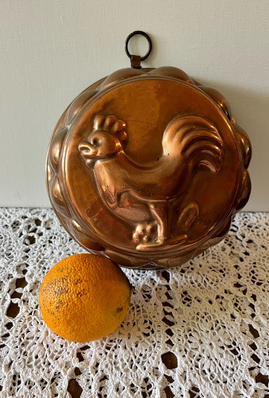 Vintage Large Rooster Copper Round Mold - Etsy
