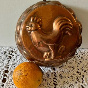 Vintage Large Rooster Copper Round Mold - Etsy