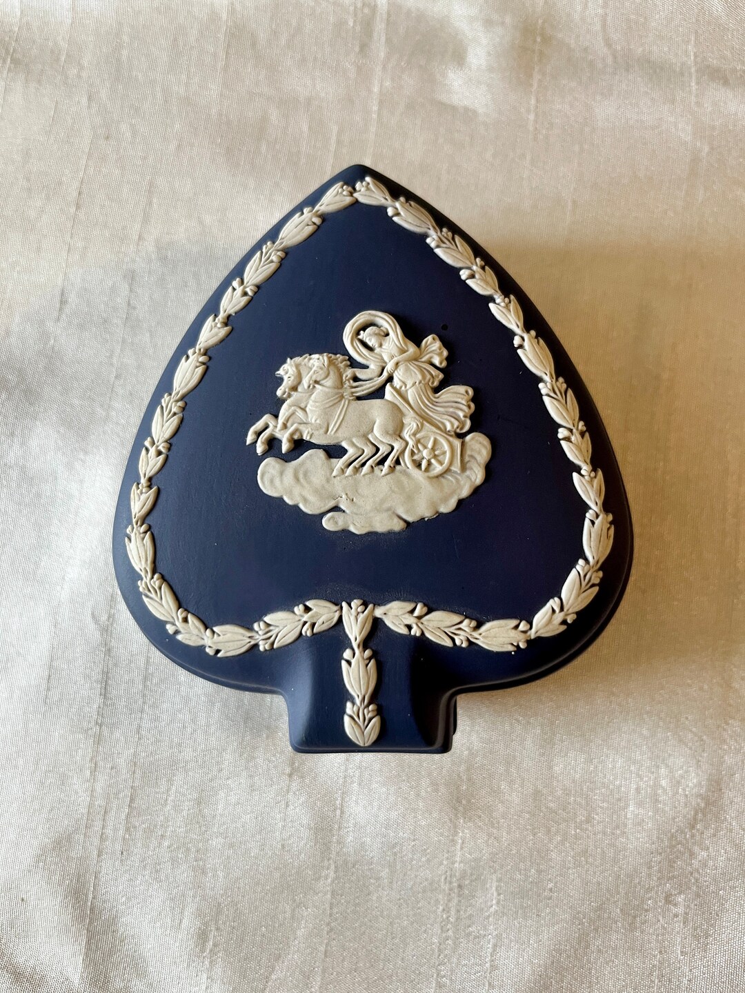Vintage Wedgwood Dark Blue Jasperware Trinket Box - Etsy