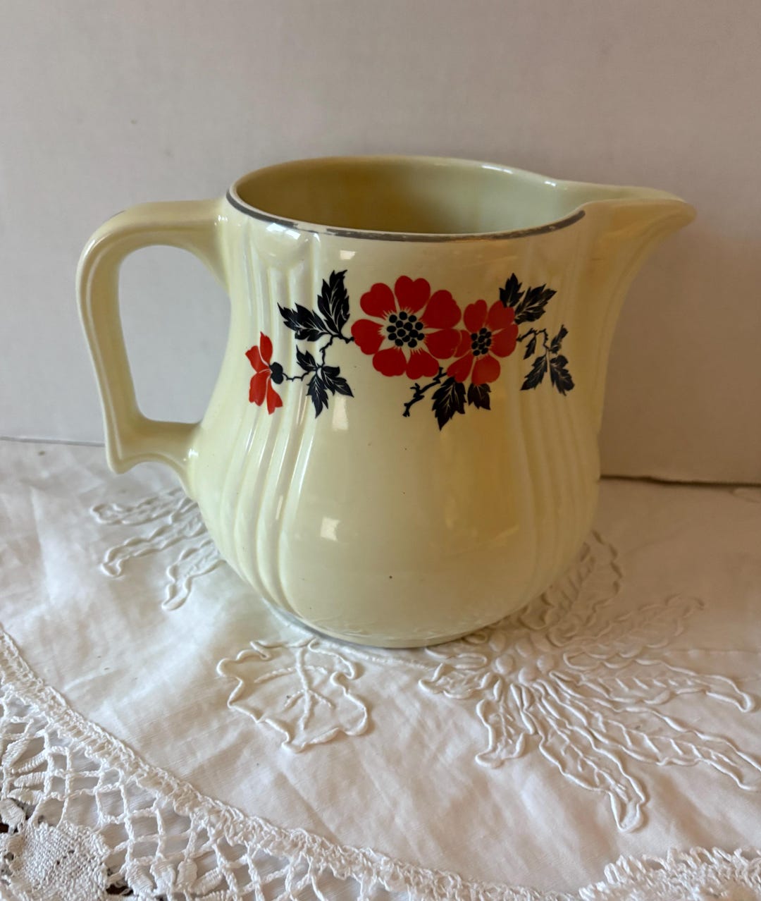 Vintage Hall China Co. Red Poppy Pitcher Hall Superior Quality ...