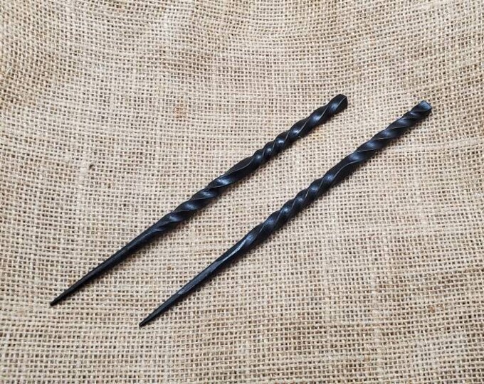 Set of Two Double Twist Hair Sticks Hand Forged - Etsy