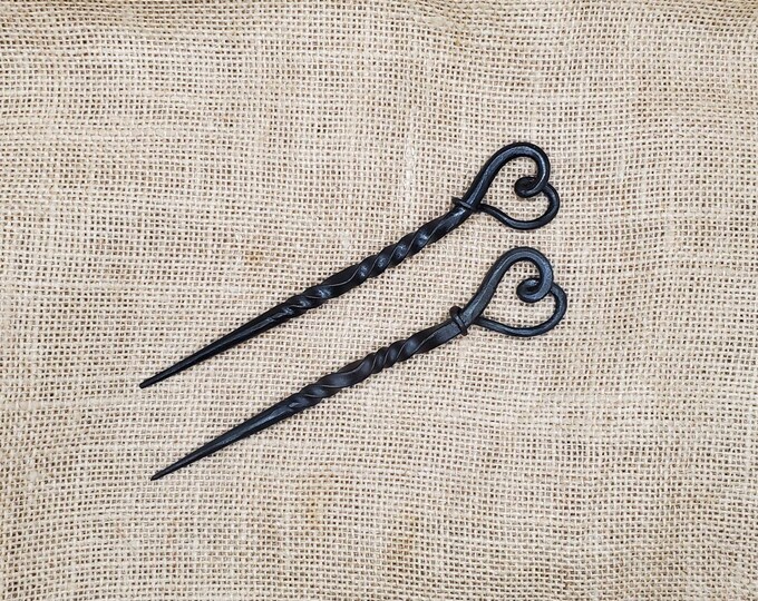 Set of Two Metal Heart Hair Sticks Hand Forged Hair Spikes - Etsy