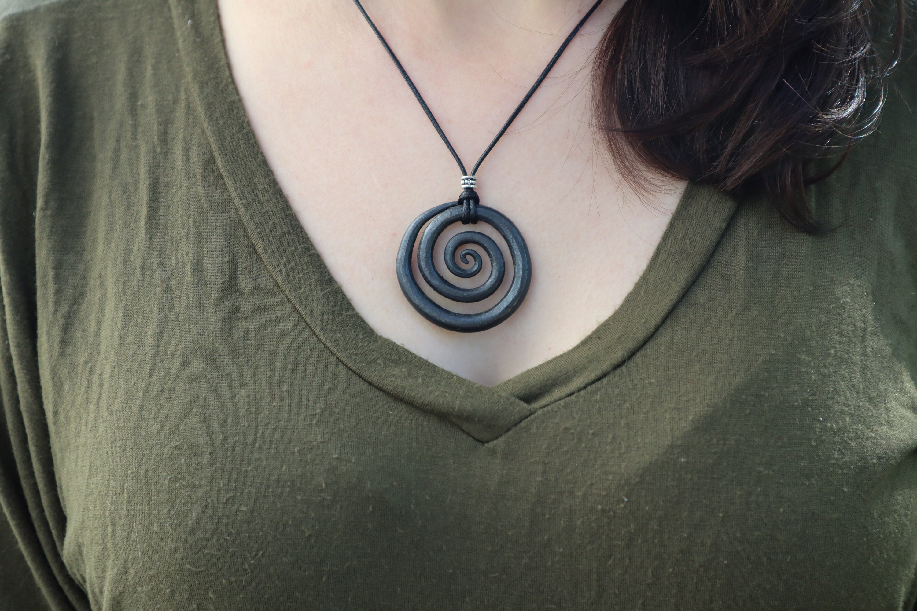 Hand Forged Spiral Pendant Necklace - Etsy