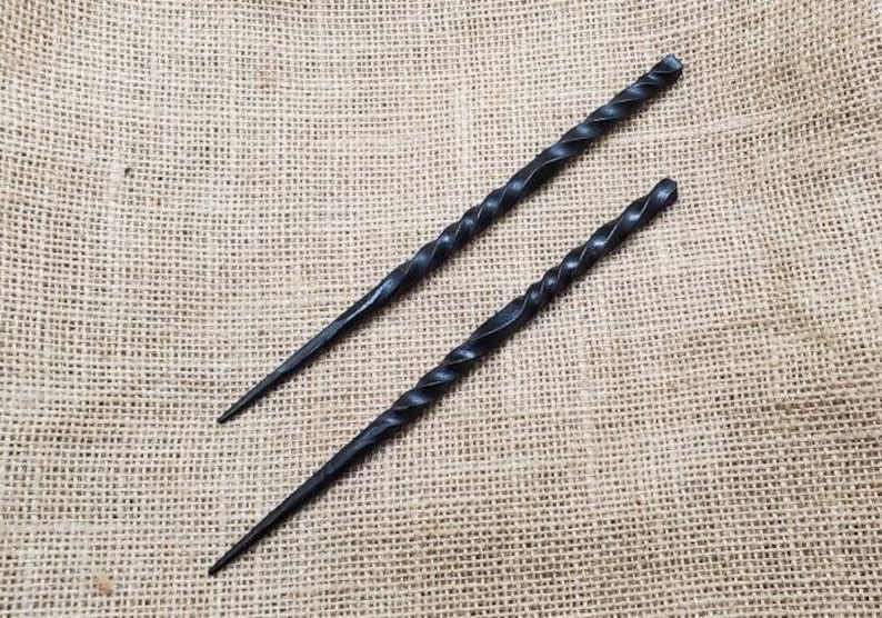 Set of Two Double Twist Hair Sticks Hand Forged - Etsy