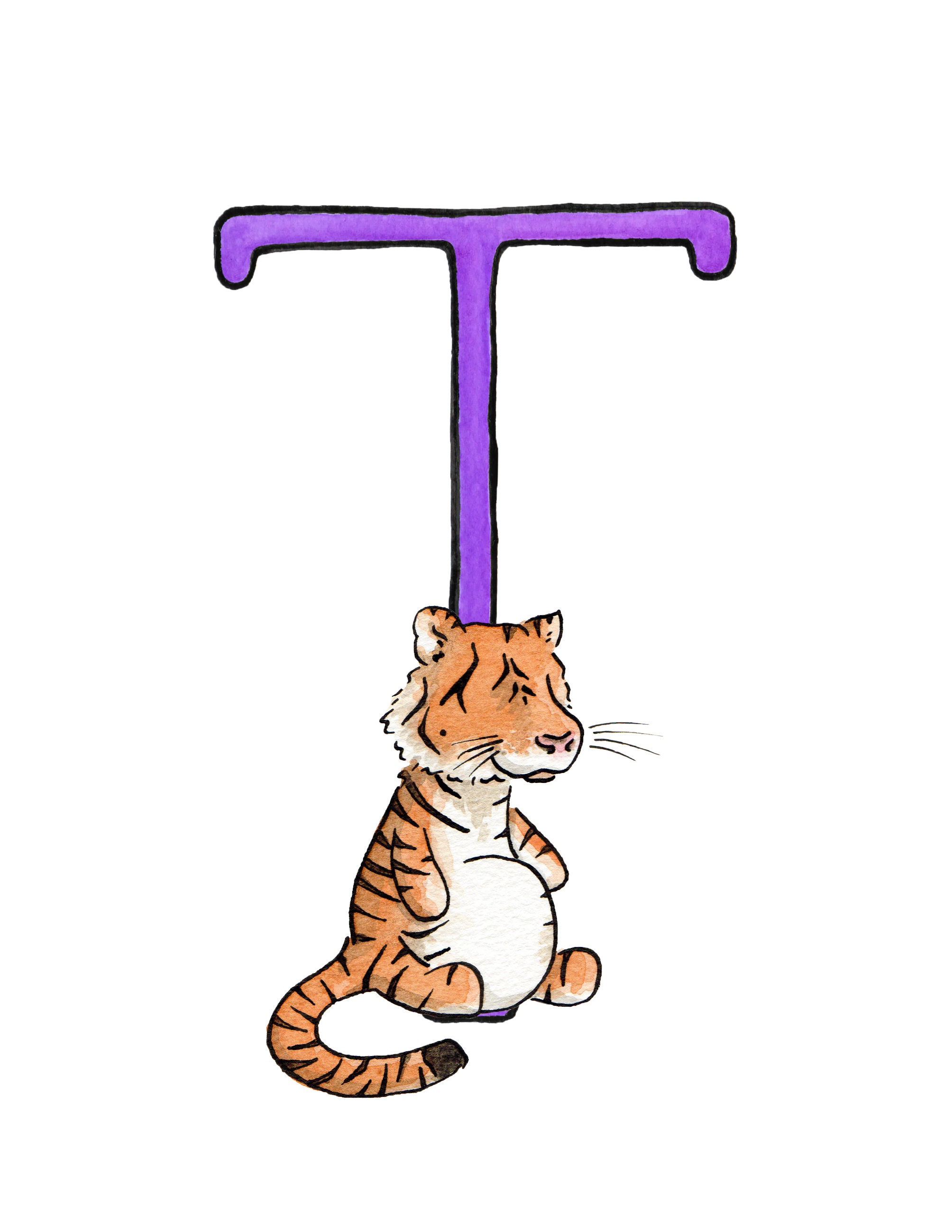T is for Tiger. Alphabet Nursery Art 8x10 mounted | Etsy