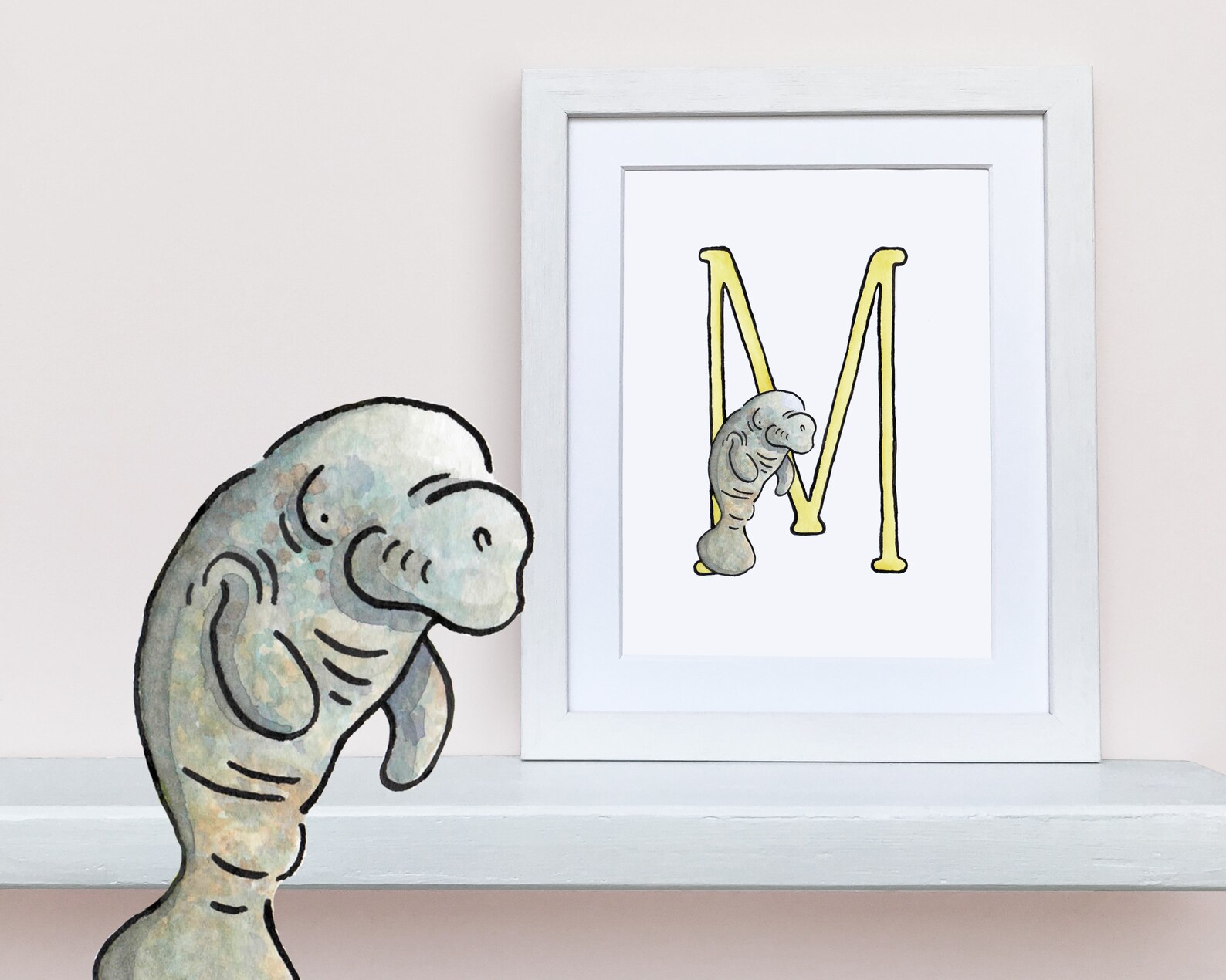 Animal Alphabet Nursery Wall Art. M is for Manatee Wall Decor | Etsy