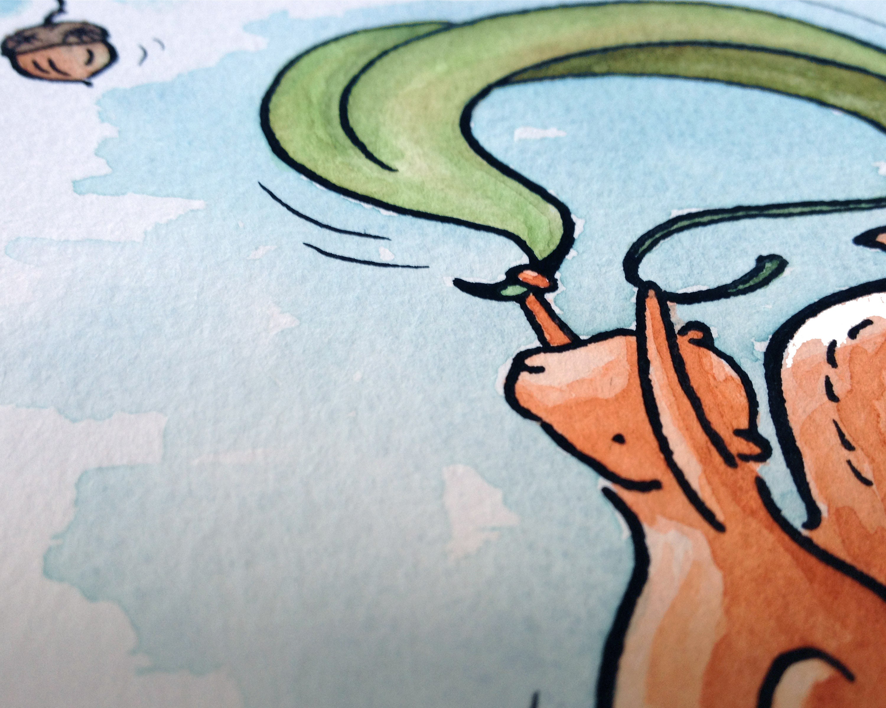 Nursery Art Flying Squirrel Illustration Parachuting on a | Etsy