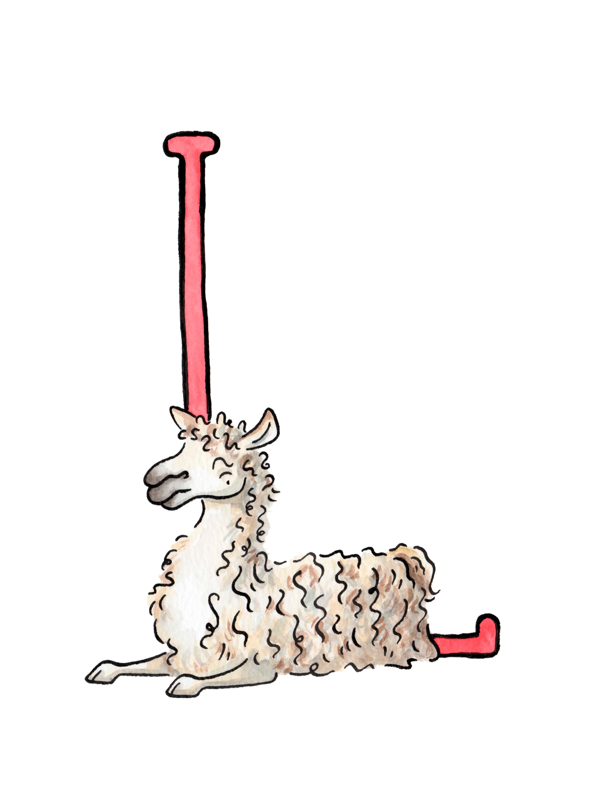 L is for Llama. Animal Alphabet Illustration for | Etsy UK