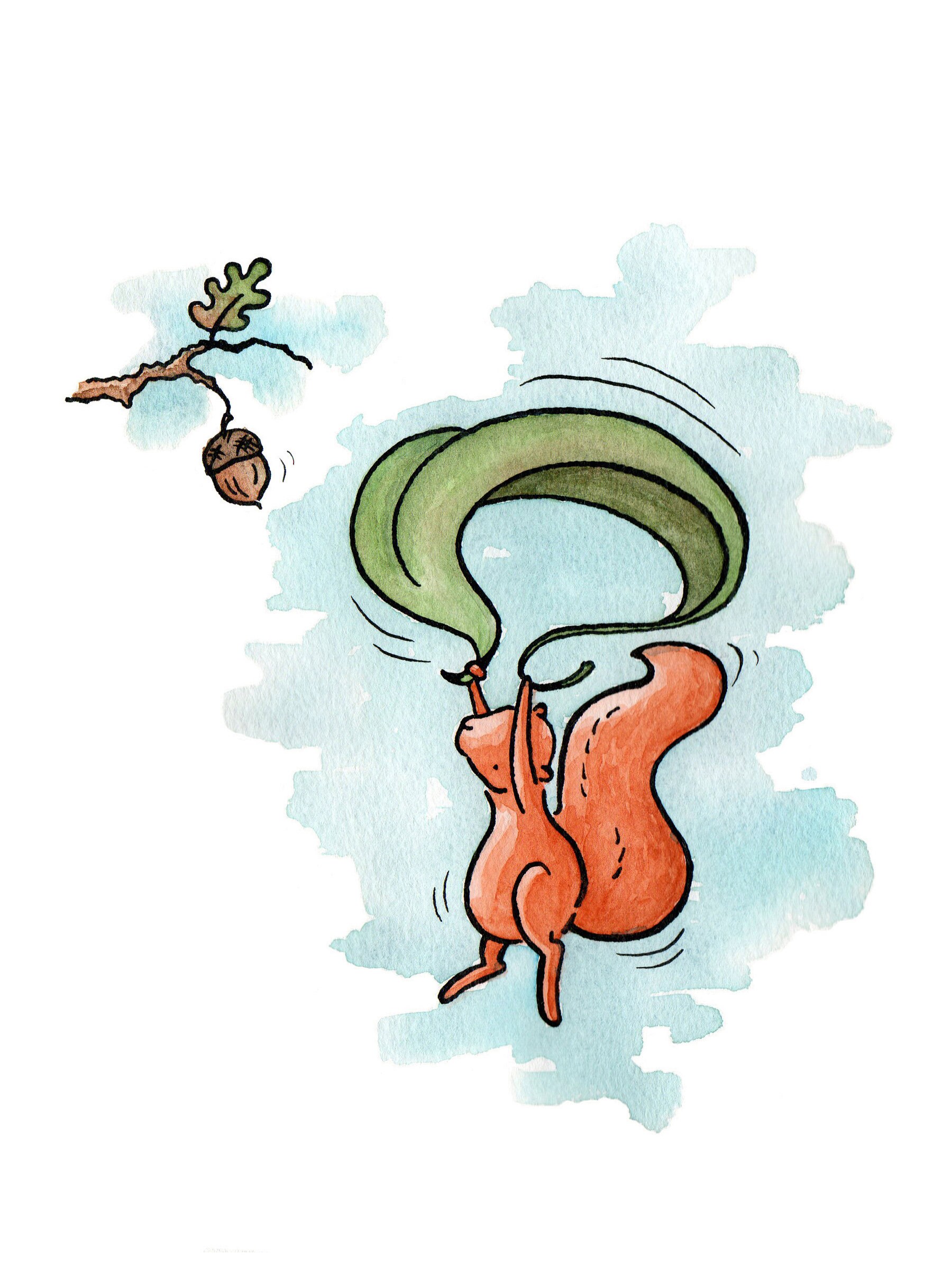 Nursery Art Flying Squirrel Illustration Parachuting on a | Etsy