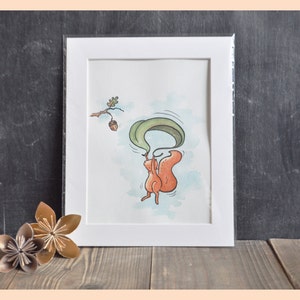 Nursery Art Flying Squirrel Illustration Parachuting on a - Etsy