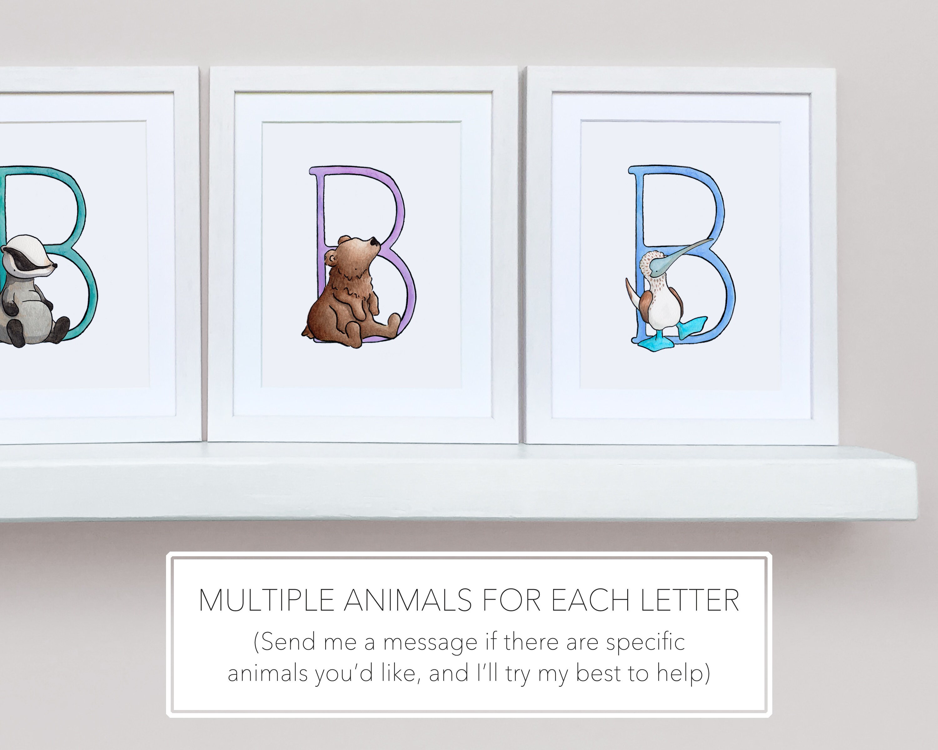 Custom Animal Alphabet Name set of prints. Individually | Etsy