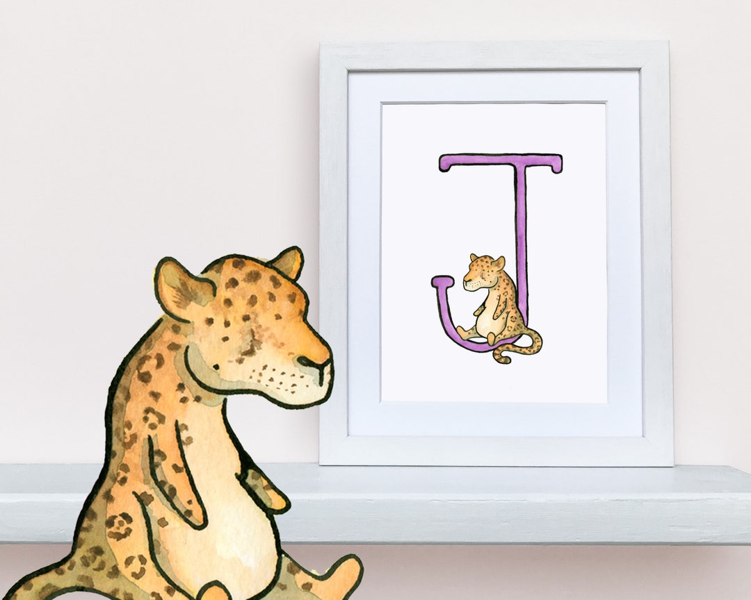 J is for Jaguar. Animal Alphabet Art. 8"x10" Mounted Print - Etsy UK