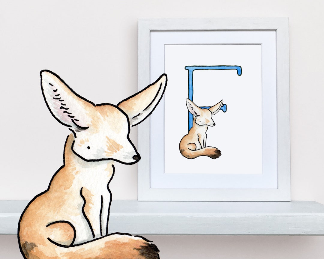 F is for Fennec Fox. Baby Animal Alphabet Illustration, Nursery Wall ...