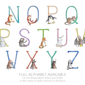 Custom Animal Alphabet Name Set of Nursery Art Prints, Individually ...