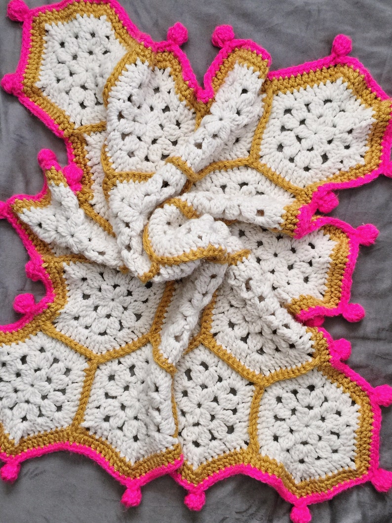 Hexi Hexagon Shape Wool Crochet Motif Baby Blanket Pattern// | Etsy