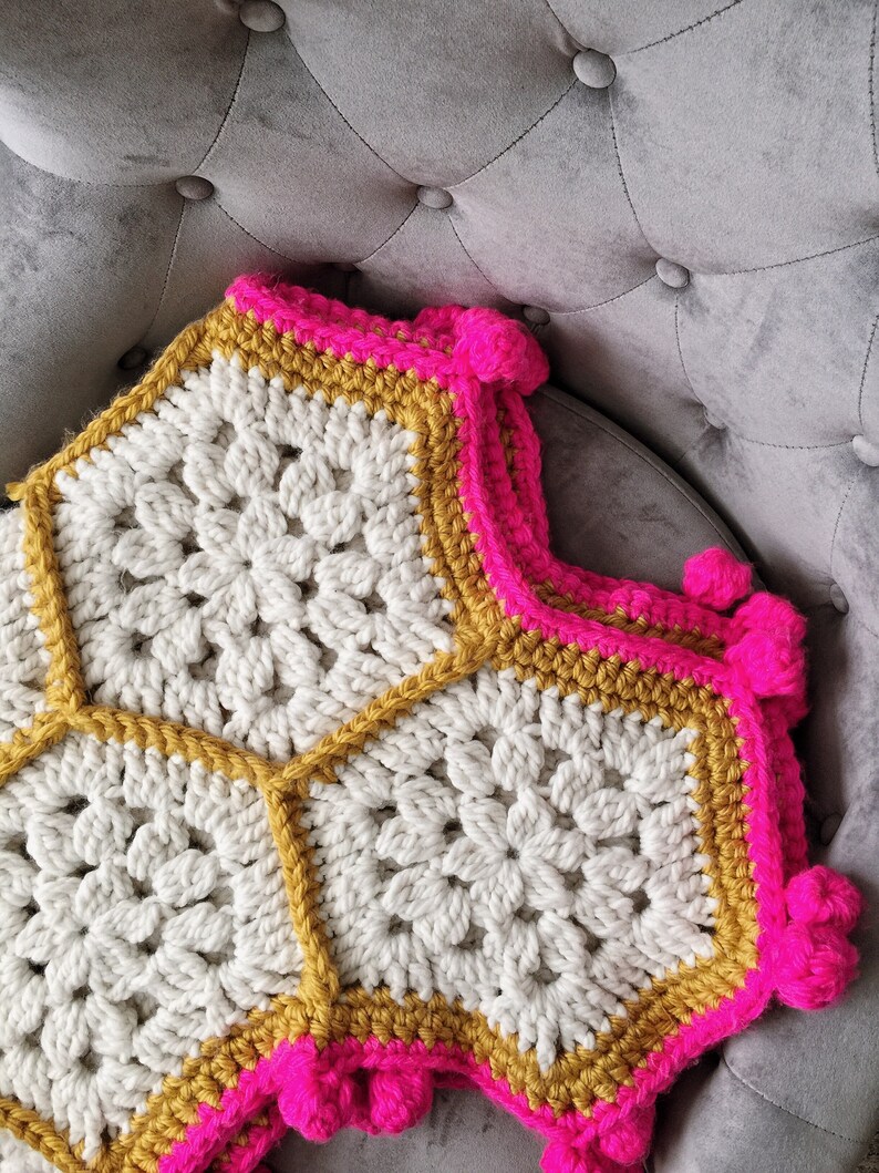 Hexi Hexagon Shape Wool Crochet Motif Baby Blanket Pattern// | Etsy