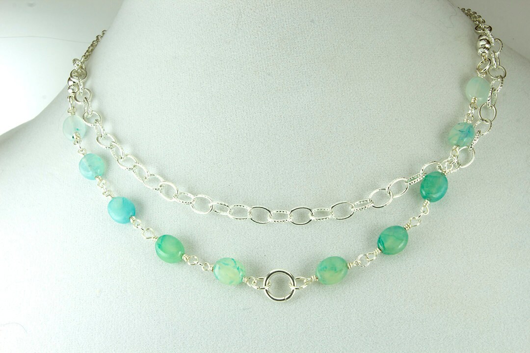 Double Strand Necklace, Modern Jewelry, Beaded Necklace, Chain Necklace ...