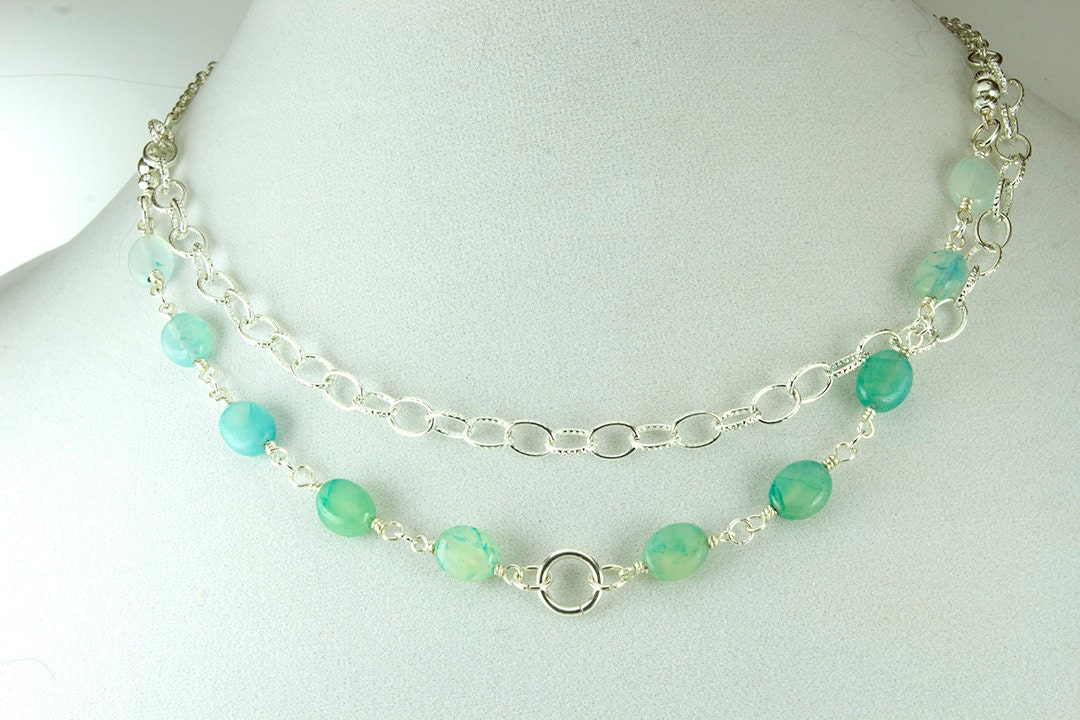 Double Strand Necklace Modern Jewelry Beaded Necklace Chain - Etsy