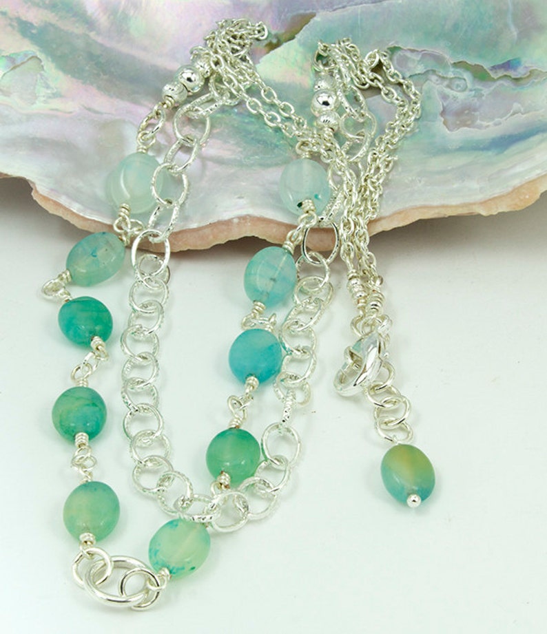 Double Strand Necklace, Modern Jewelry, Beaded Necklace, Chain Necklace ...