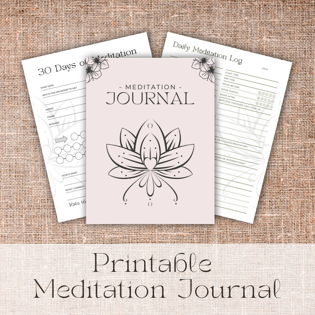 Meditation Journal, Printable & Digital, Meditation Challenge Journal ...
