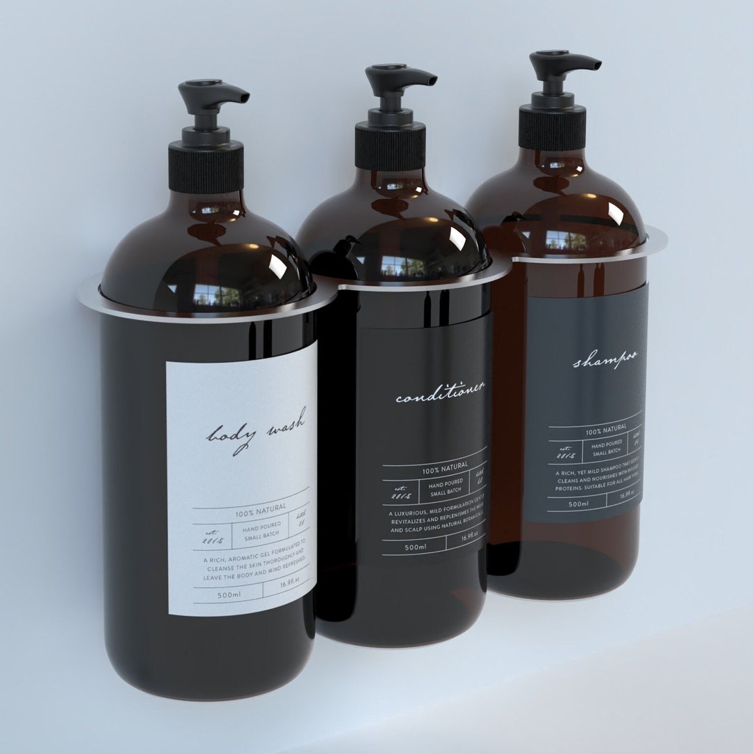 Stainless Steel Soap Dispenser Holder With 1 Liter Amber Bottles - Etsy