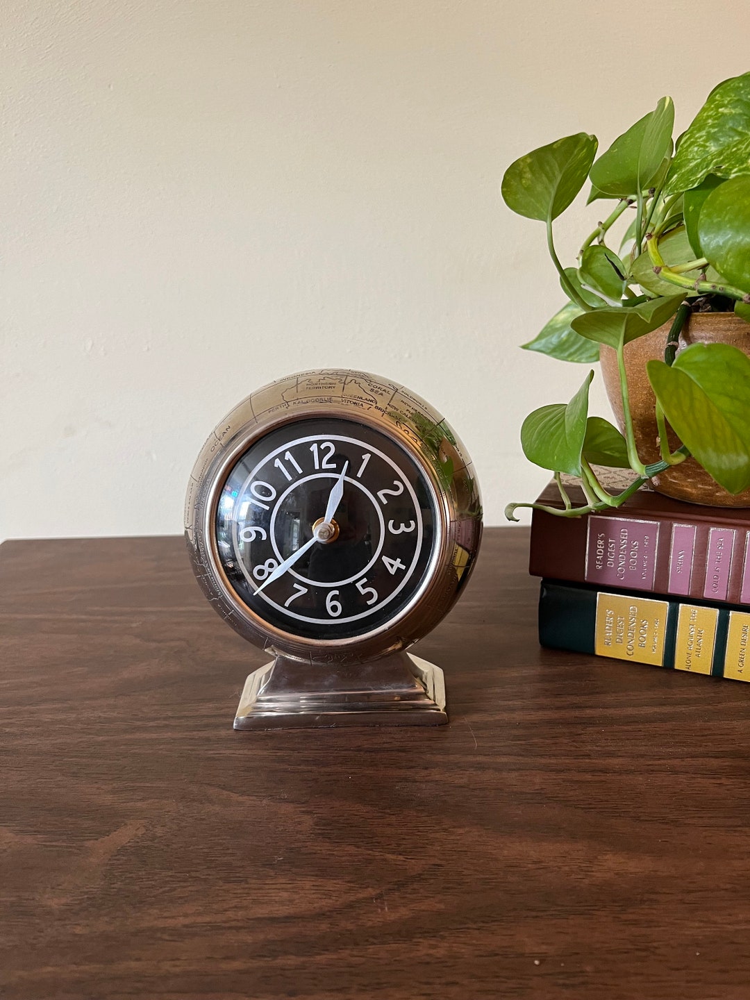 Z Gallerie Titan Table Clock Globe Earth - Etsy