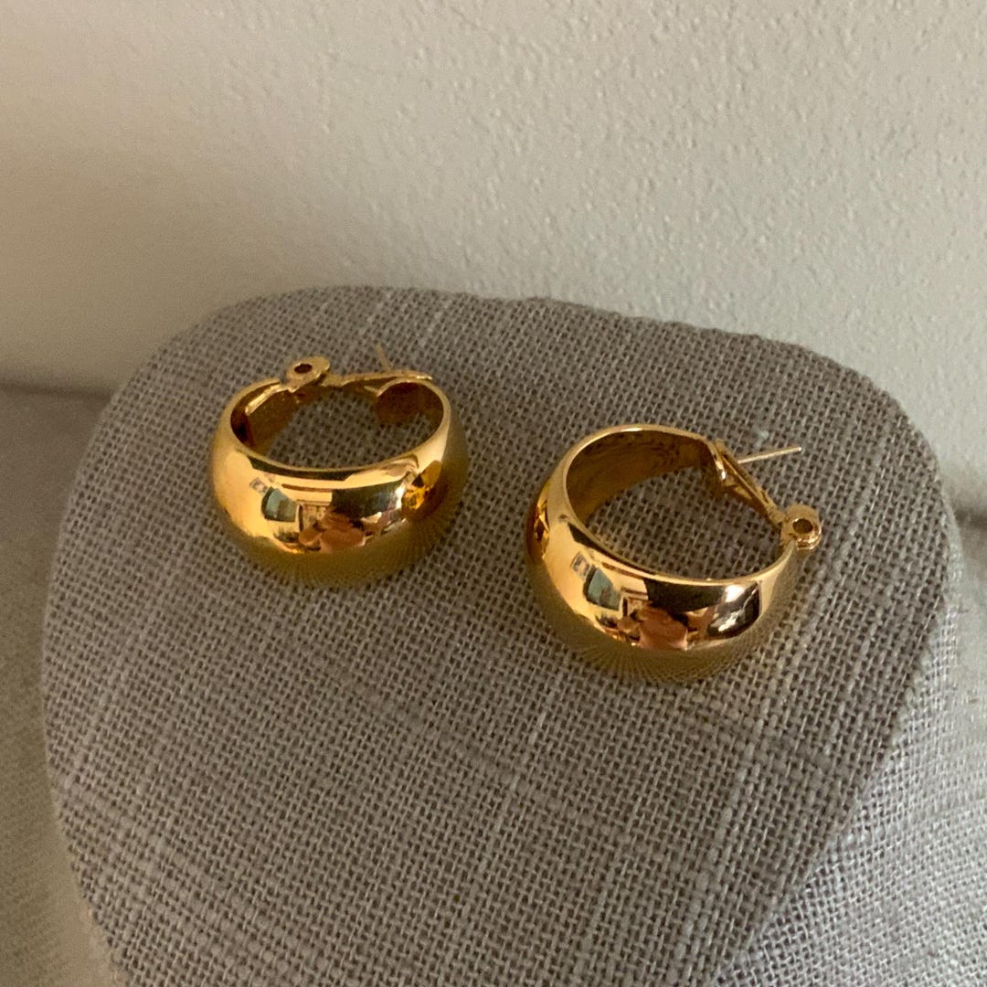 Pierced Classic Lever Back MONET Hoop Earrings in Gold Tone Metal - Etsy