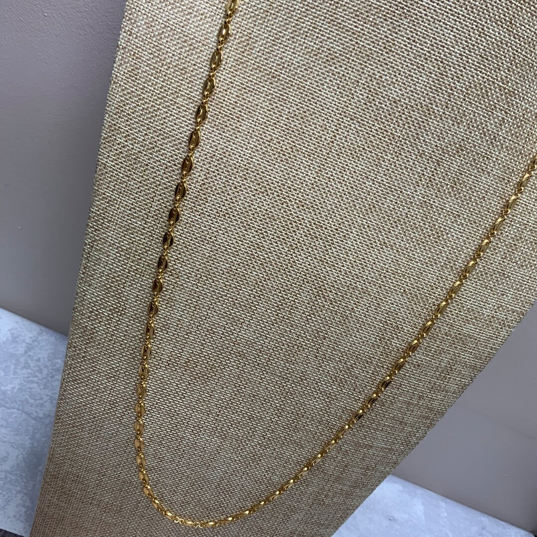 Simple Flat Oval Link Interlocking Chain Necklace in Gold Tone Metal - Etsy