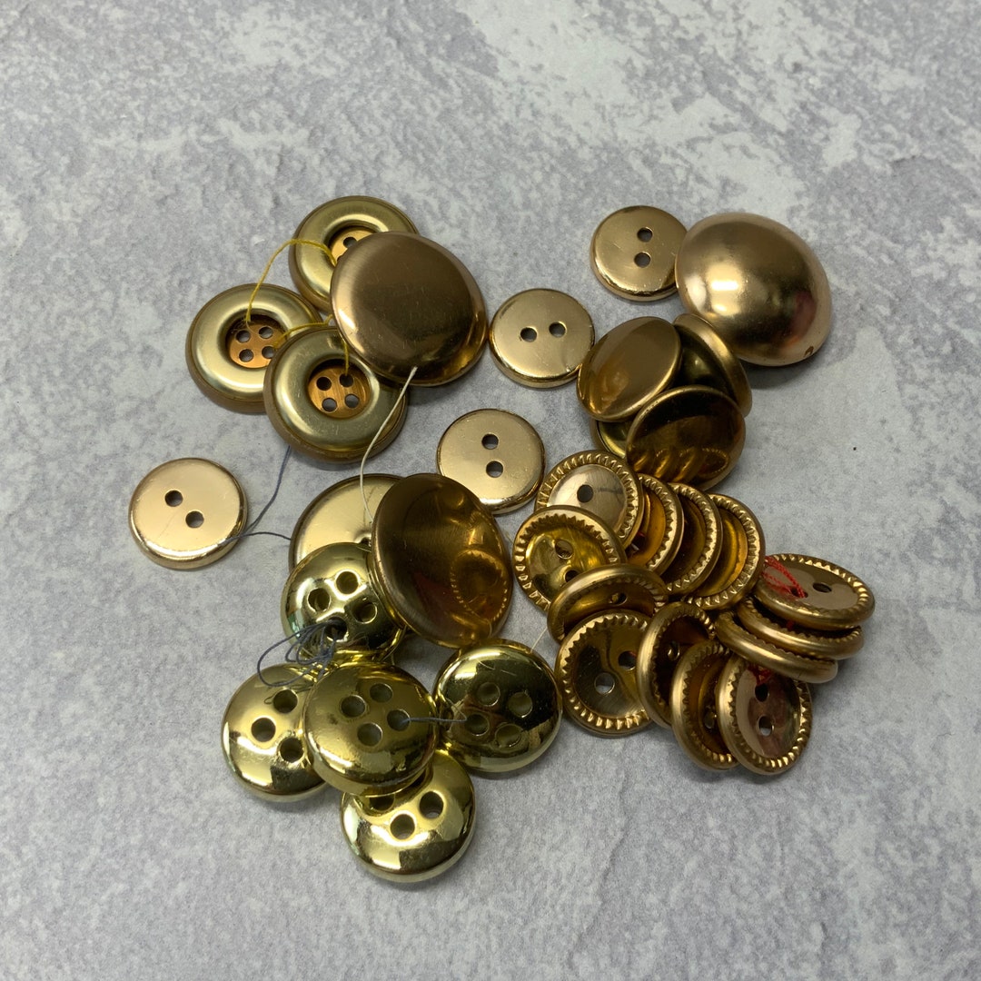 Satin and Gold Colored Metal and Plastic Buttons - Etsy