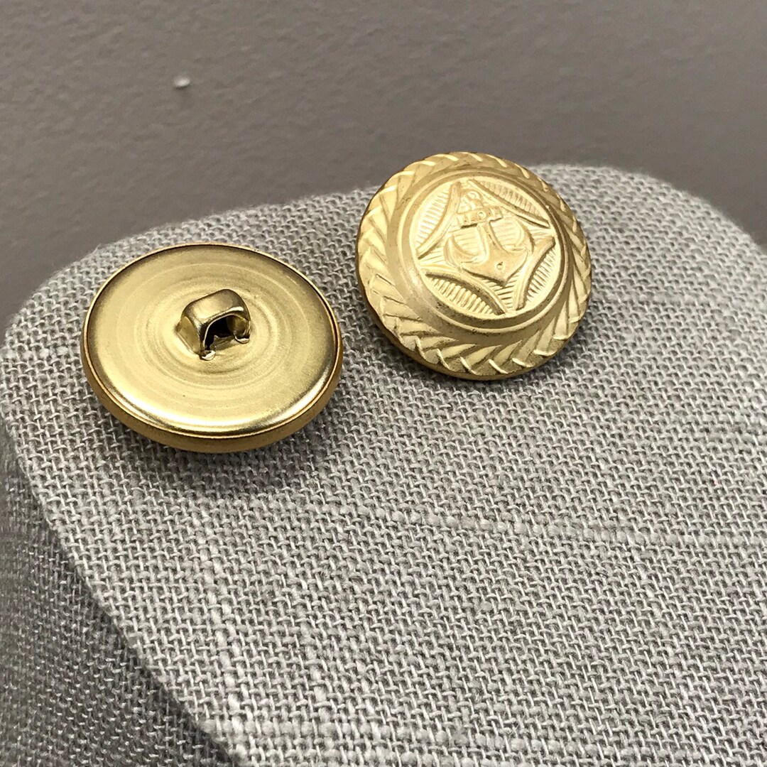 Two Large Matte Gold Tone Anchor Shank Buttons Waterbury Buttons - Etsy