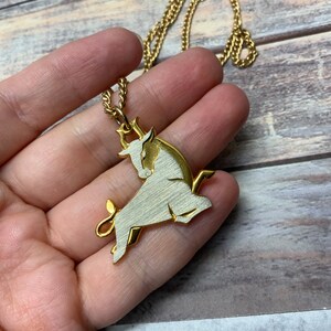 Mixed Metal Taurus Pendant Necklace on Gold Tone Chain - Etsy
