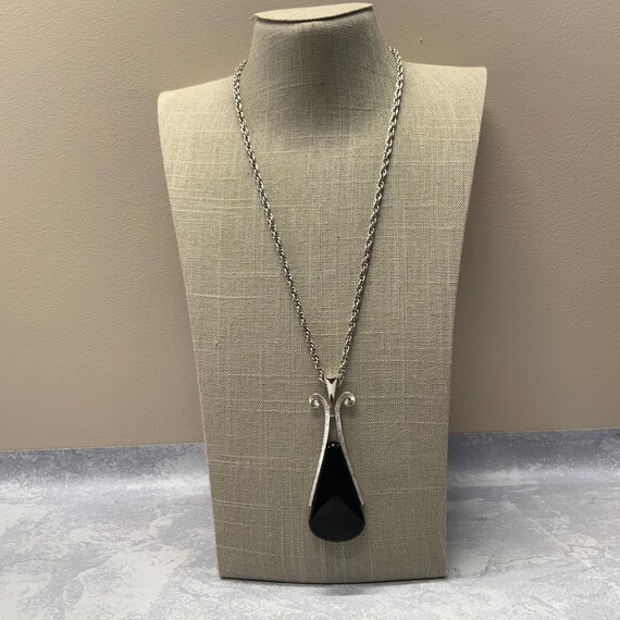 Signed Avon Black Triangle Pendant Necklace in Silver Tone - Etsy
