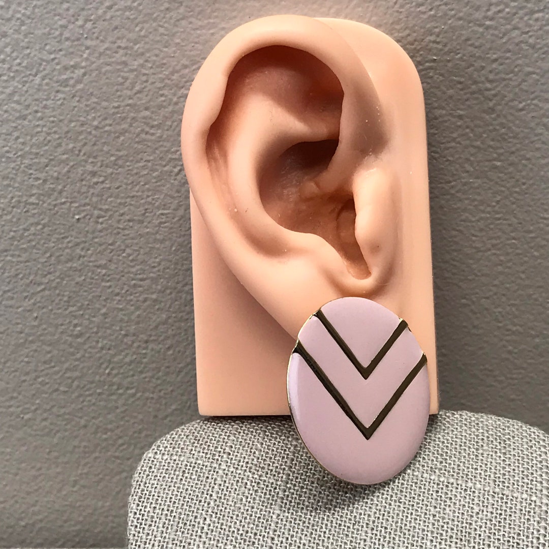 Dusty Pink Mauve Circle Chevron Post Earrings - Etsy